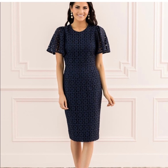 Rachel Parcell | Dresses | Rachel Parcell Navy Flutter Sleeve Eyelet ...